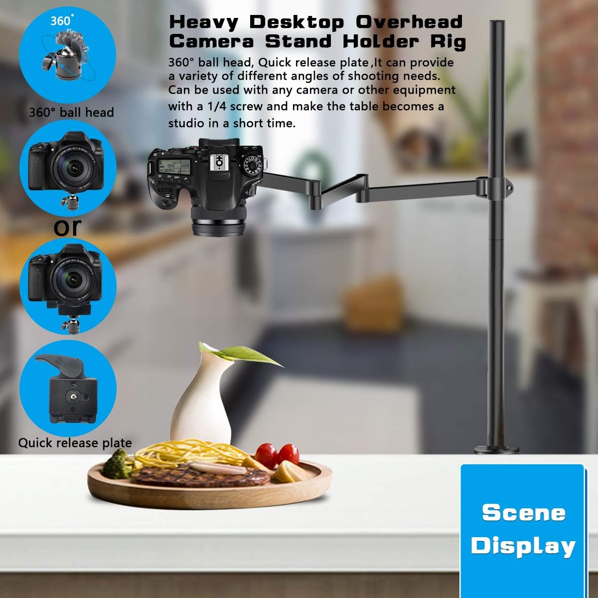 Heavy Desktop Overhead Camera Mount Rig Stand, Top Down DSLR ...